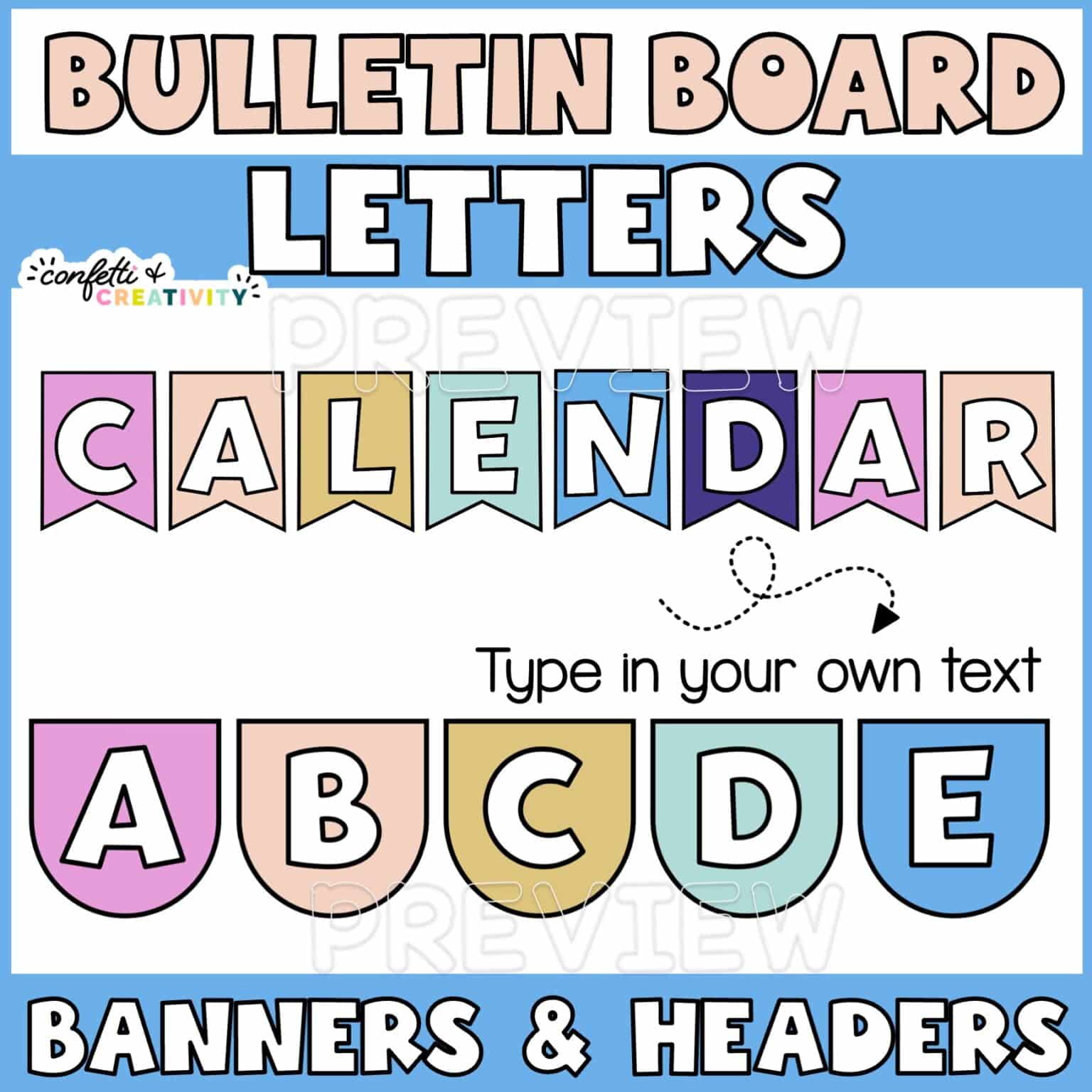 Space Bulletin Board Letters | Editable Headers | Confetti & Creativity