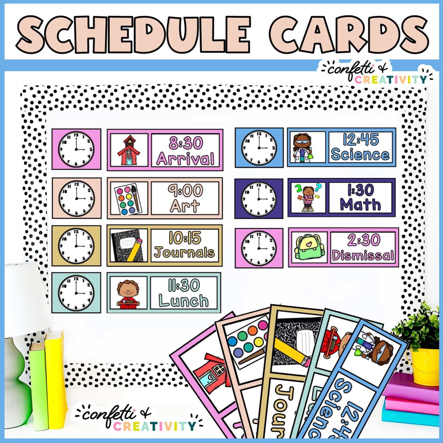 Space Primary Schedule Cards | Confetti & Creativity
