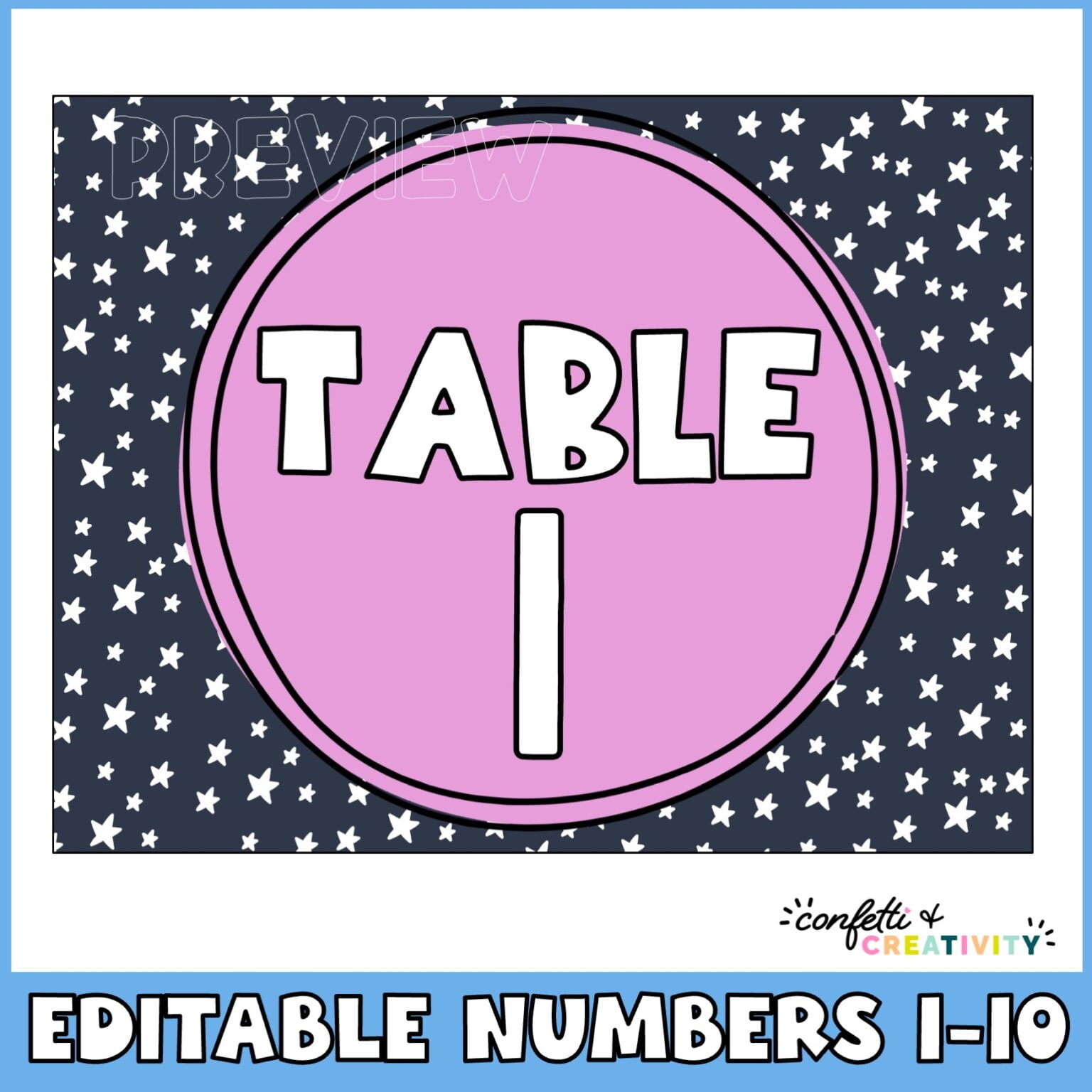 Space Table and Group Numbers | Confetti & Creativity