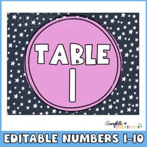Space Table and Group Numbers | Confetti & Creativity
