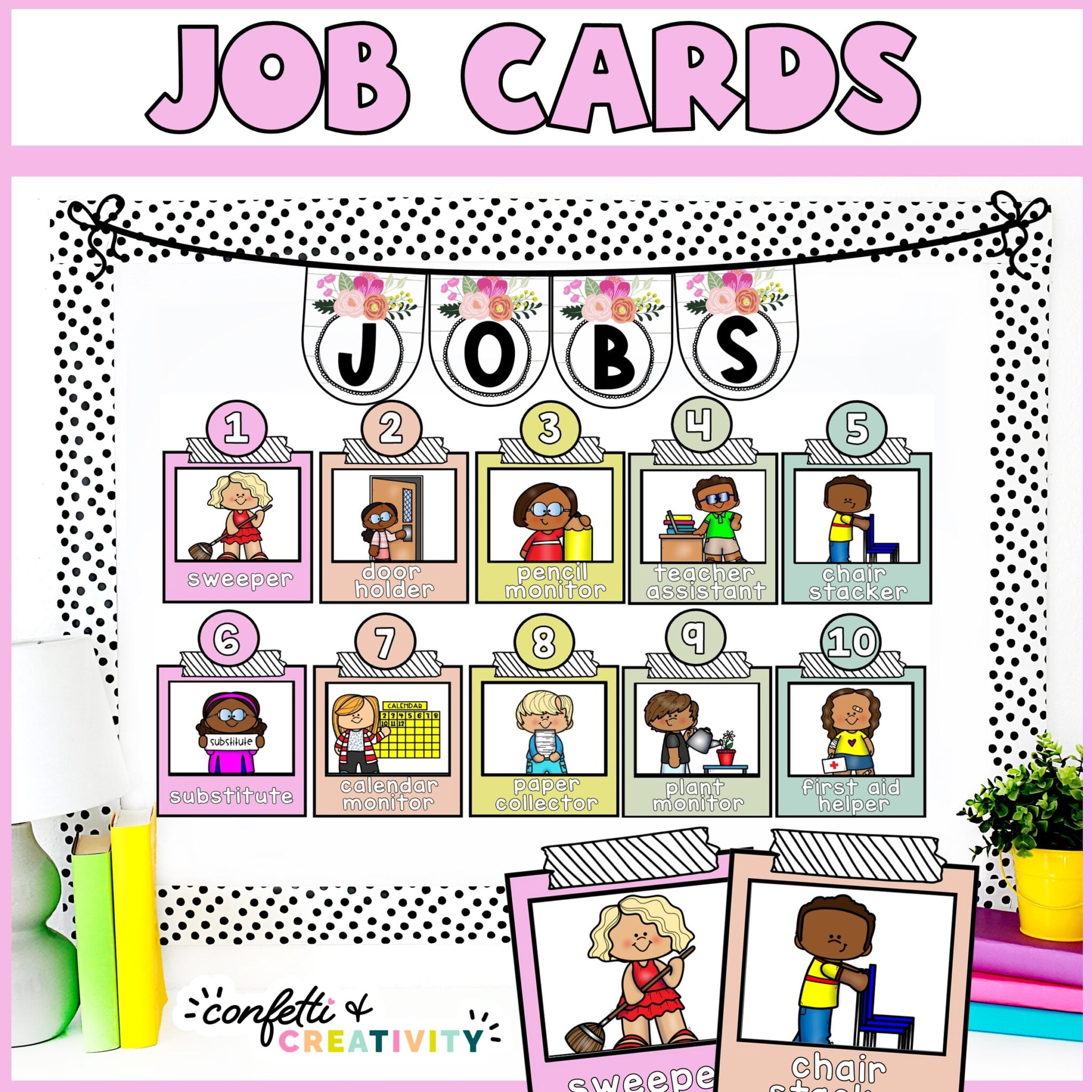 Farmhouse Floral Primary Job Cards | Confetti & Creativity