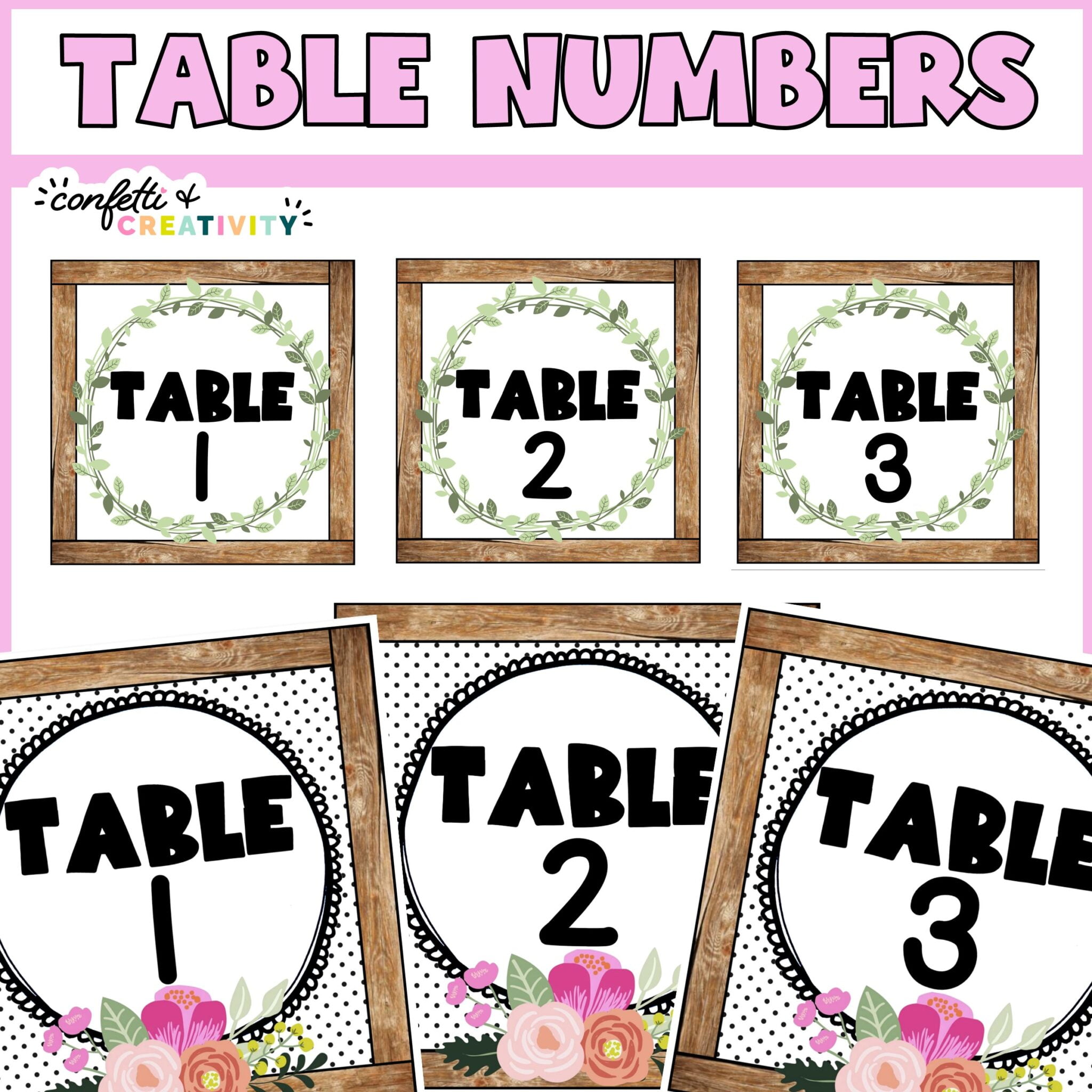 Neutral Table and Group Numbers | Confetti & Creativity