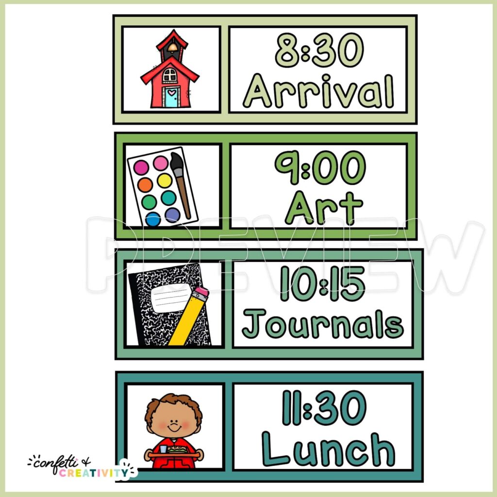 Nature Primary Schedule Cards | Confetti & Creativity