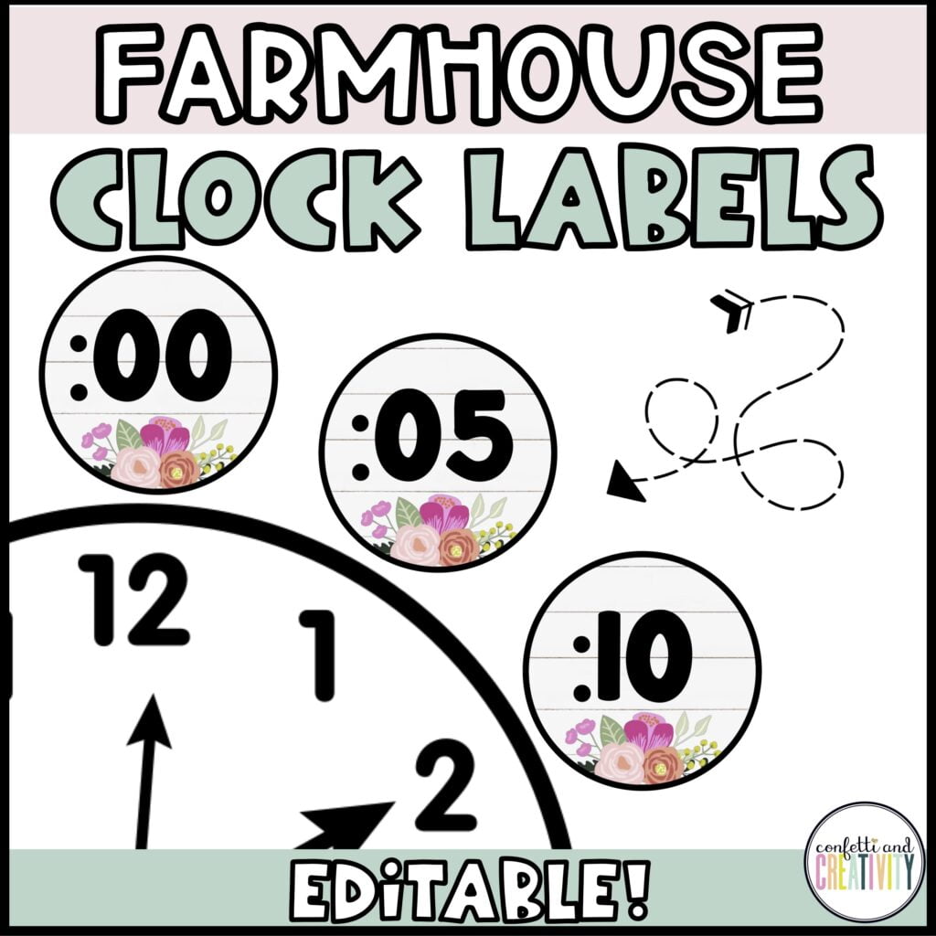 Farmhouse Floral Clock Labels | Confetti & Creativity
