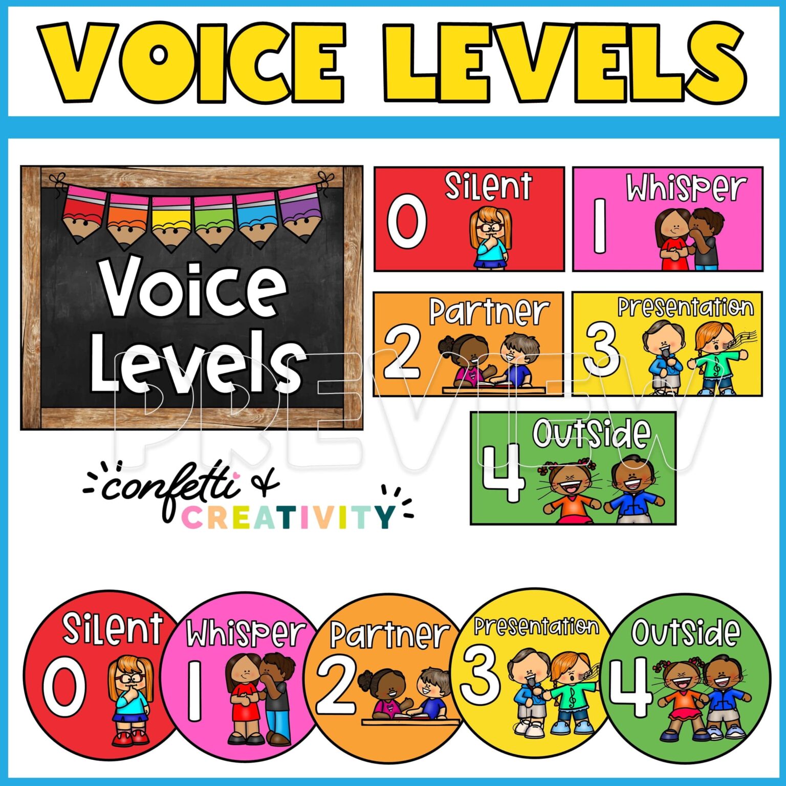 Bright Vintage Voice Levels Display | Confetti & Creativity
