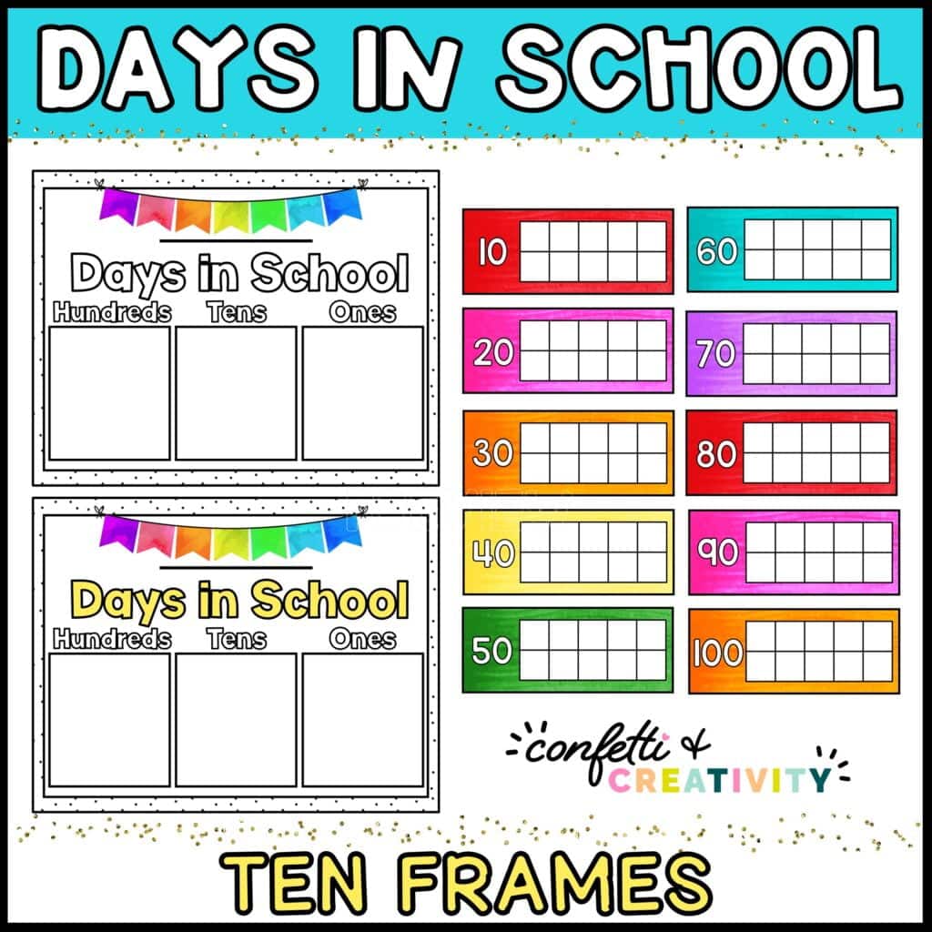 Watercolor Days in School Poster | Confetti & Creativity