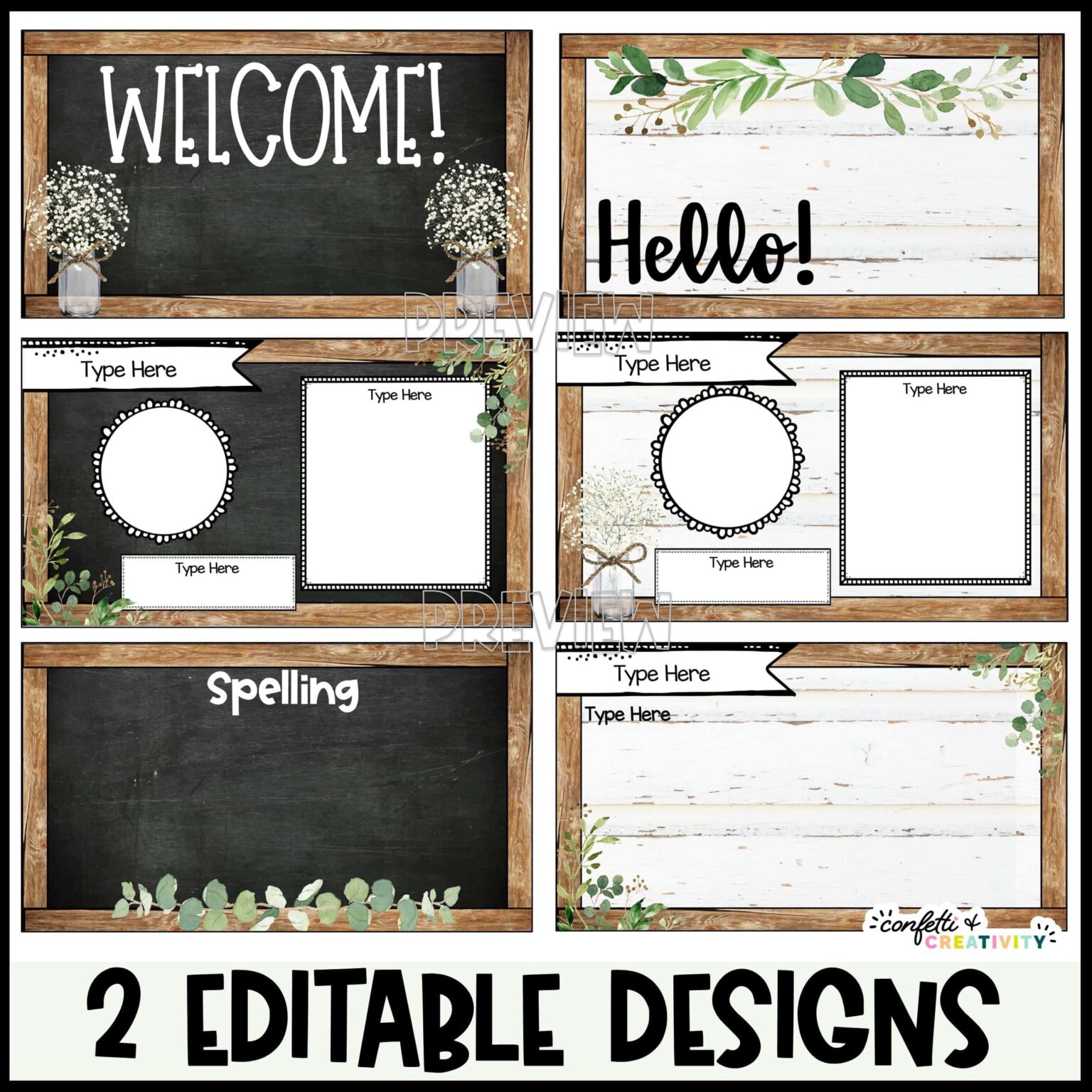 Modern Farmhouse Google Slides Templates | Distance Learning | Confetti ...