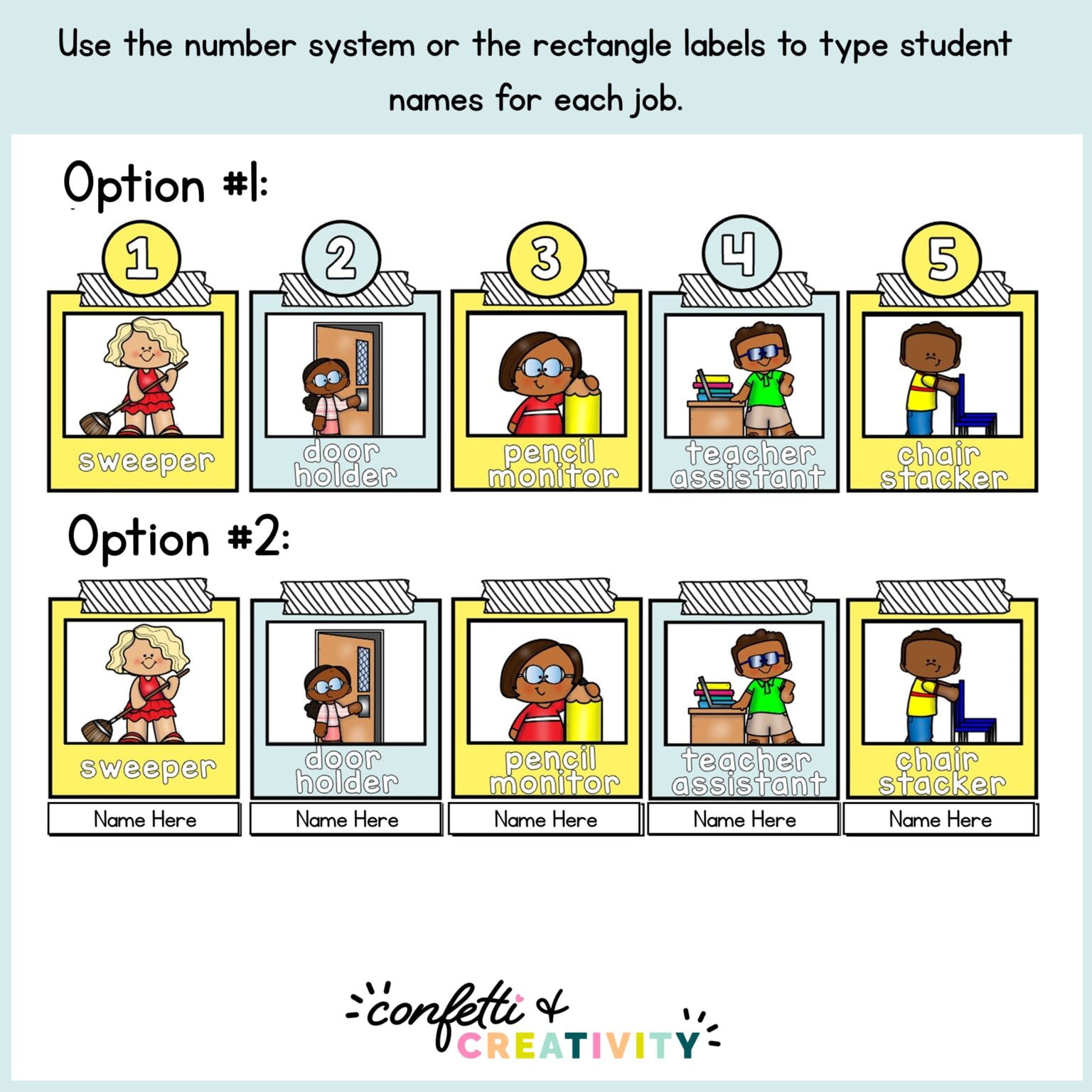 Lemon Primary Job Cards | Confetti & Creativity