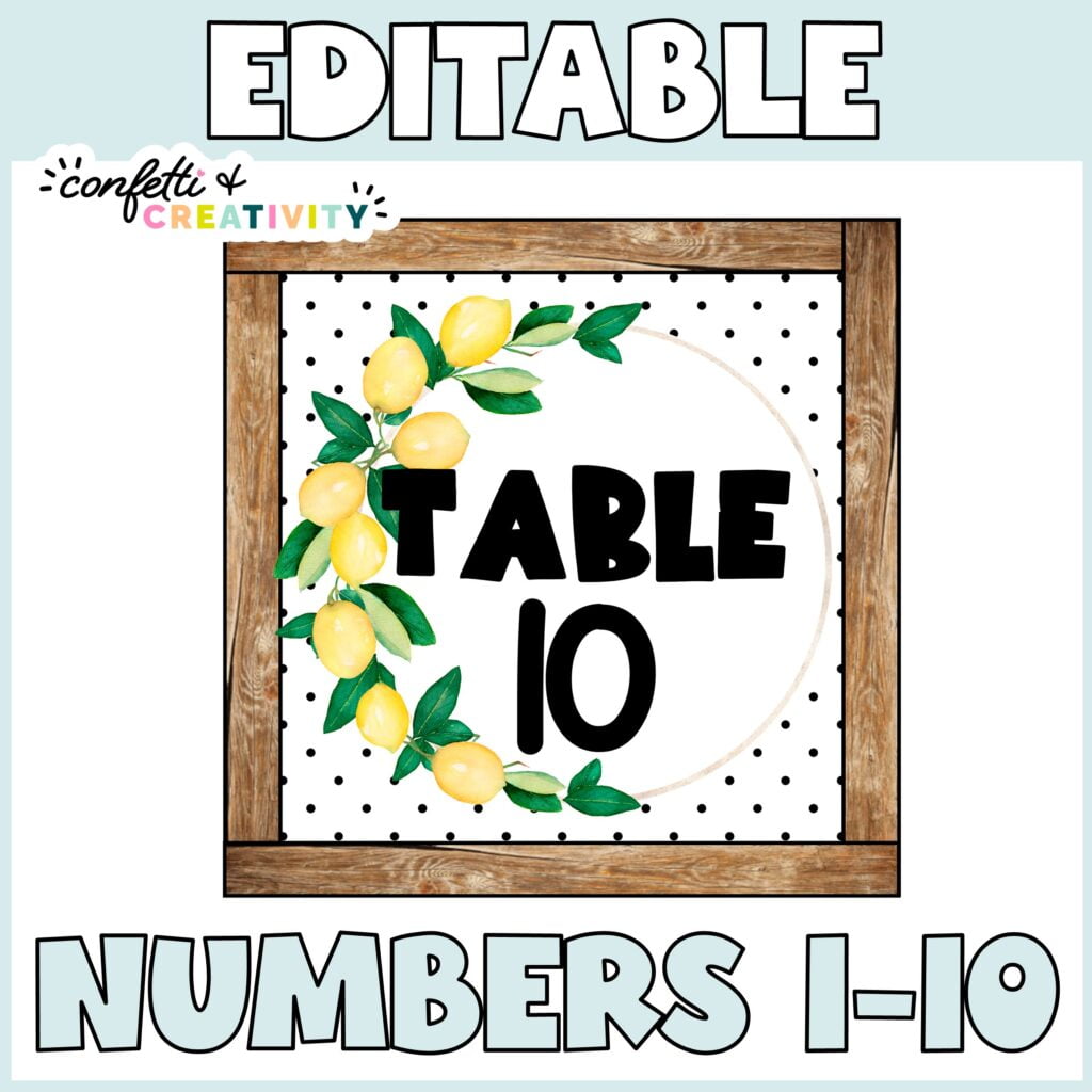 Lemon Table Numbers | Confetti & Creativity