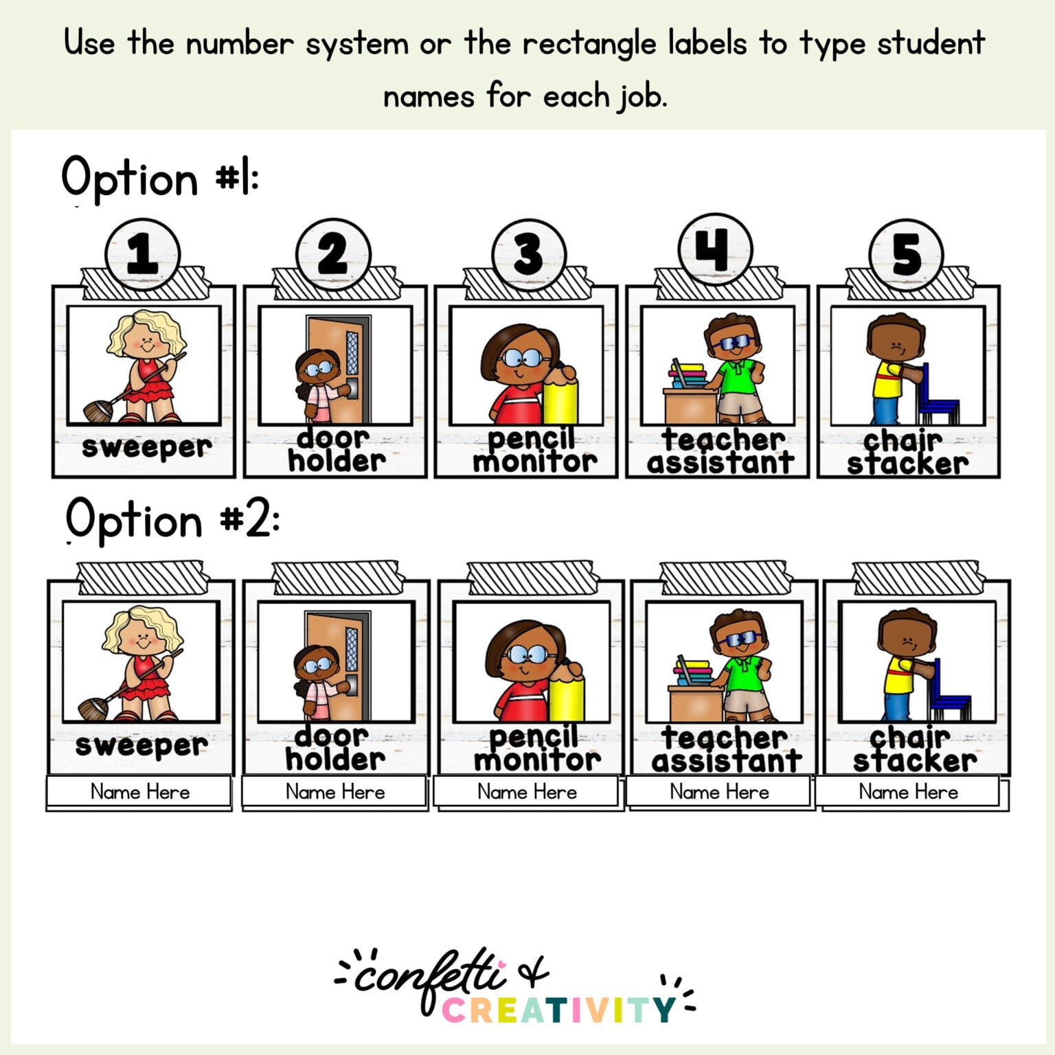 Modern Farmhouse Primary Job Cards | Confetti & Creativity