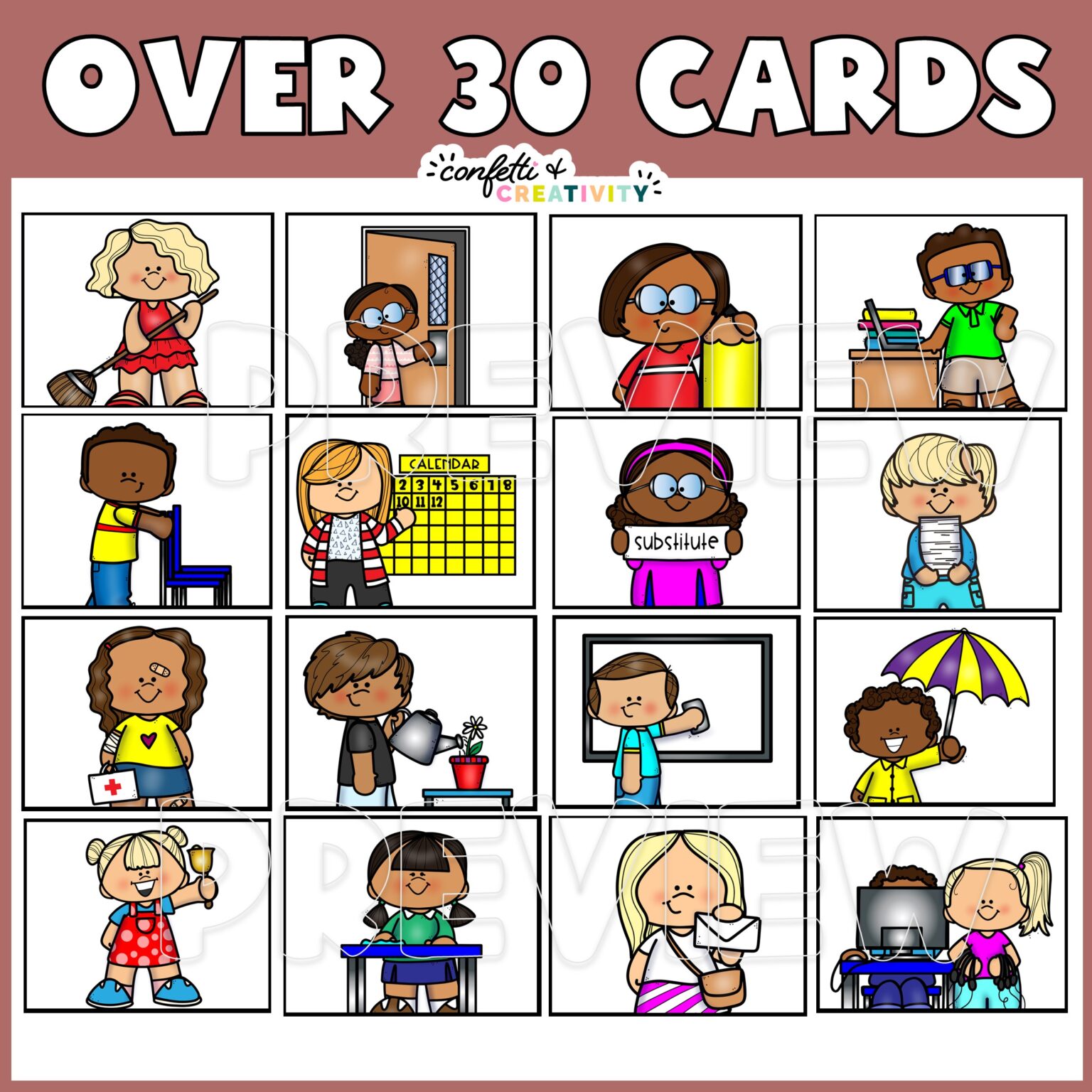 Modern Neutral Primary Job Cards | Confetti & Creativity