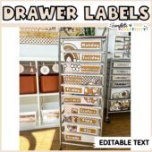 Editable Drawer Rolling Cart Labels | Confetti & Creativity
