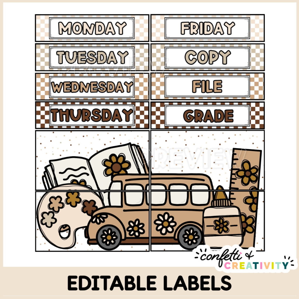 Neutral 12 Drawer Rolling Cart Labels | Confetti & Creativity