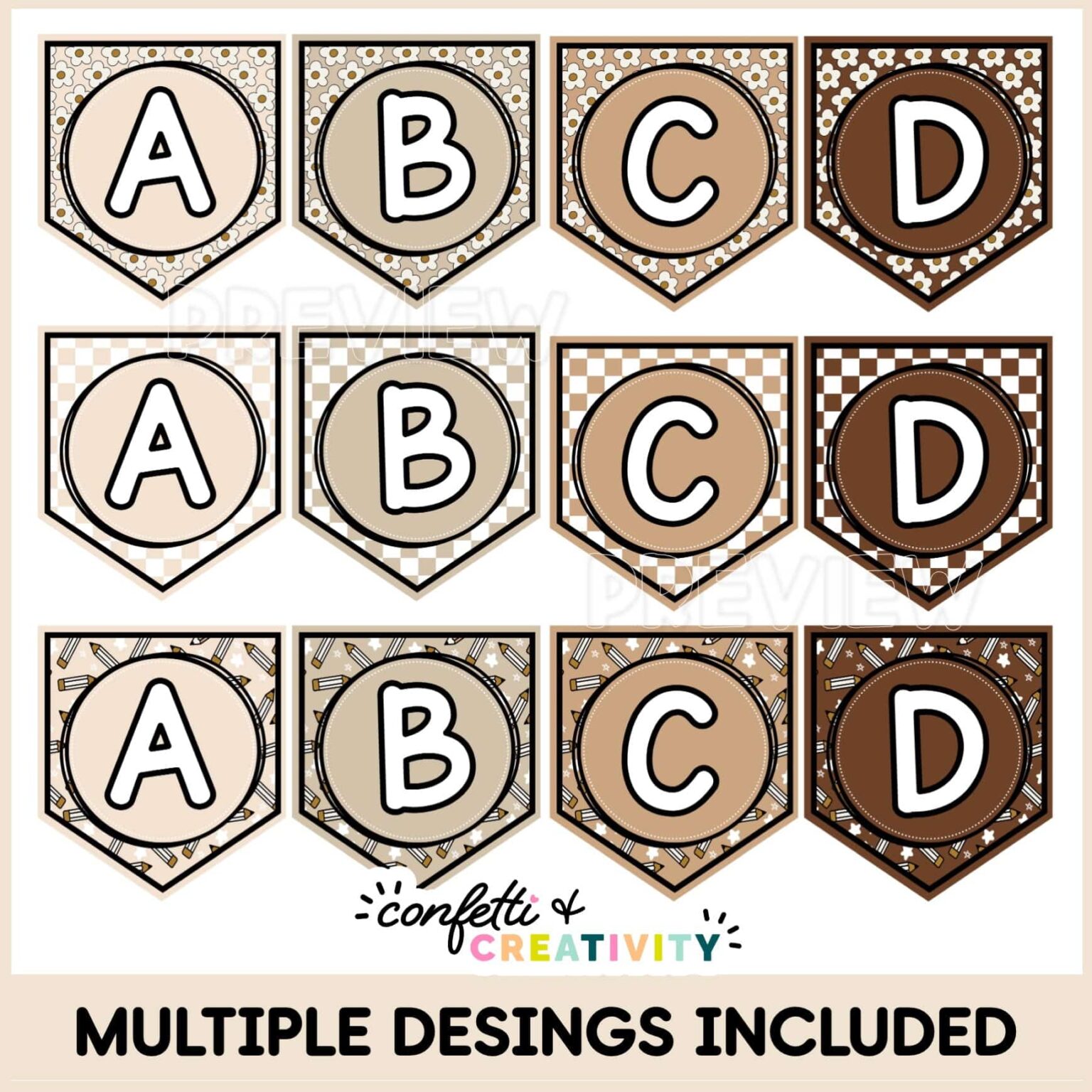 Neutral Alphabet Banner | Confetti & Creativity