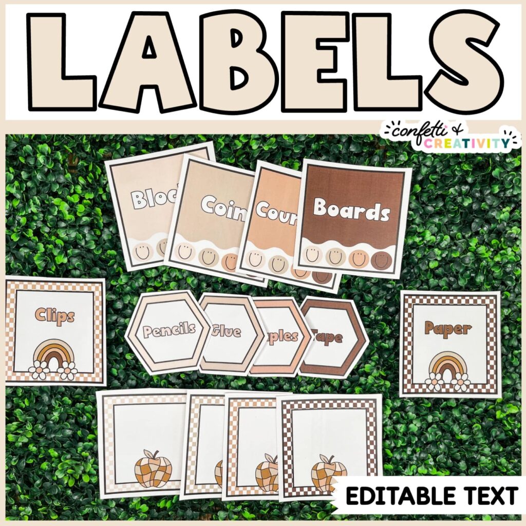 Neutral Bulletin Board Letters | Editable Headers | Confetti & Creativity