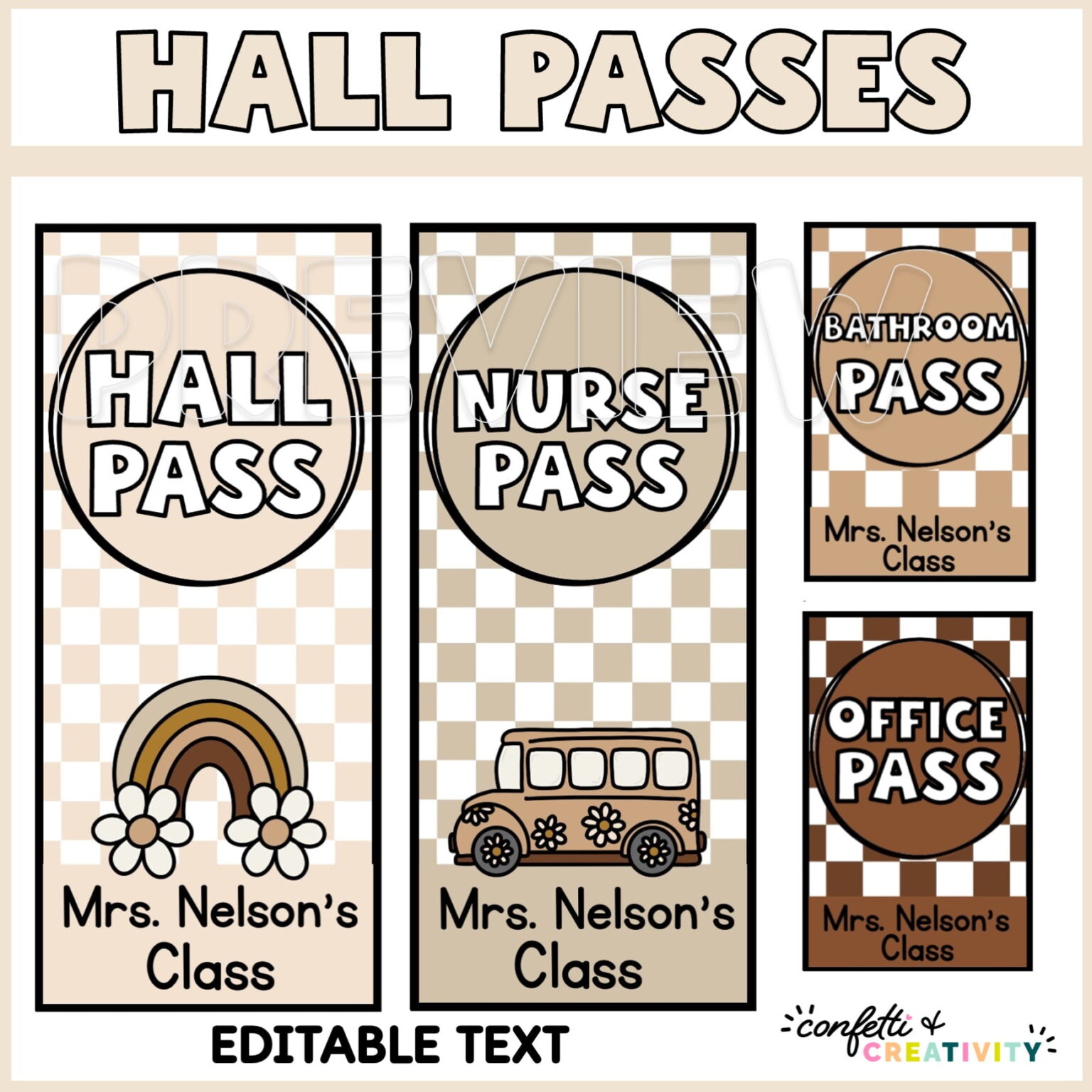 Neutral Hall Passes | Confetti & Creativity