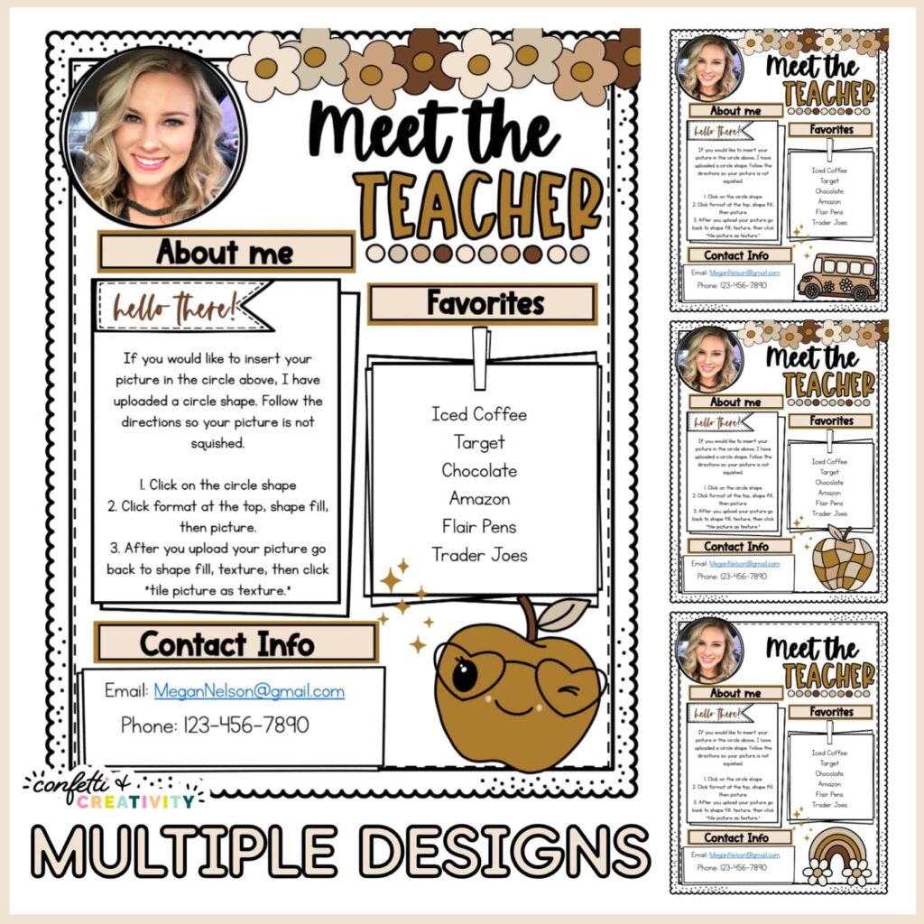 Neutral Meet the Teacher Template | Confetti & Creativity