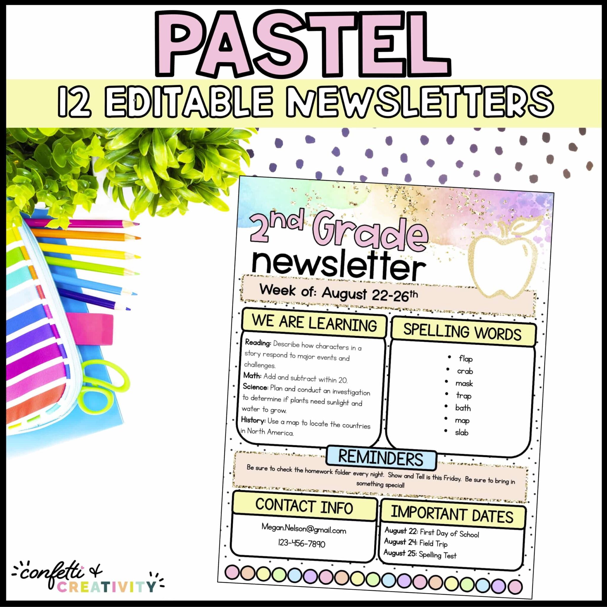 Pastel Newsletter Templates | Confetti & Creativity