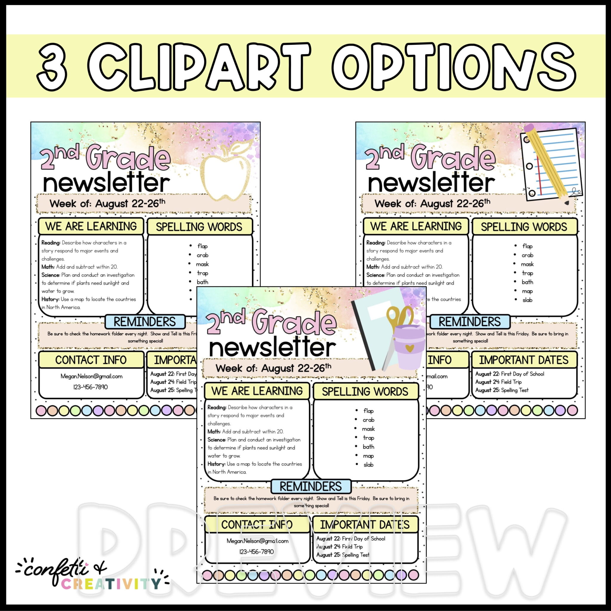 Pastel Newsletter Templates | Confetti & Creativity