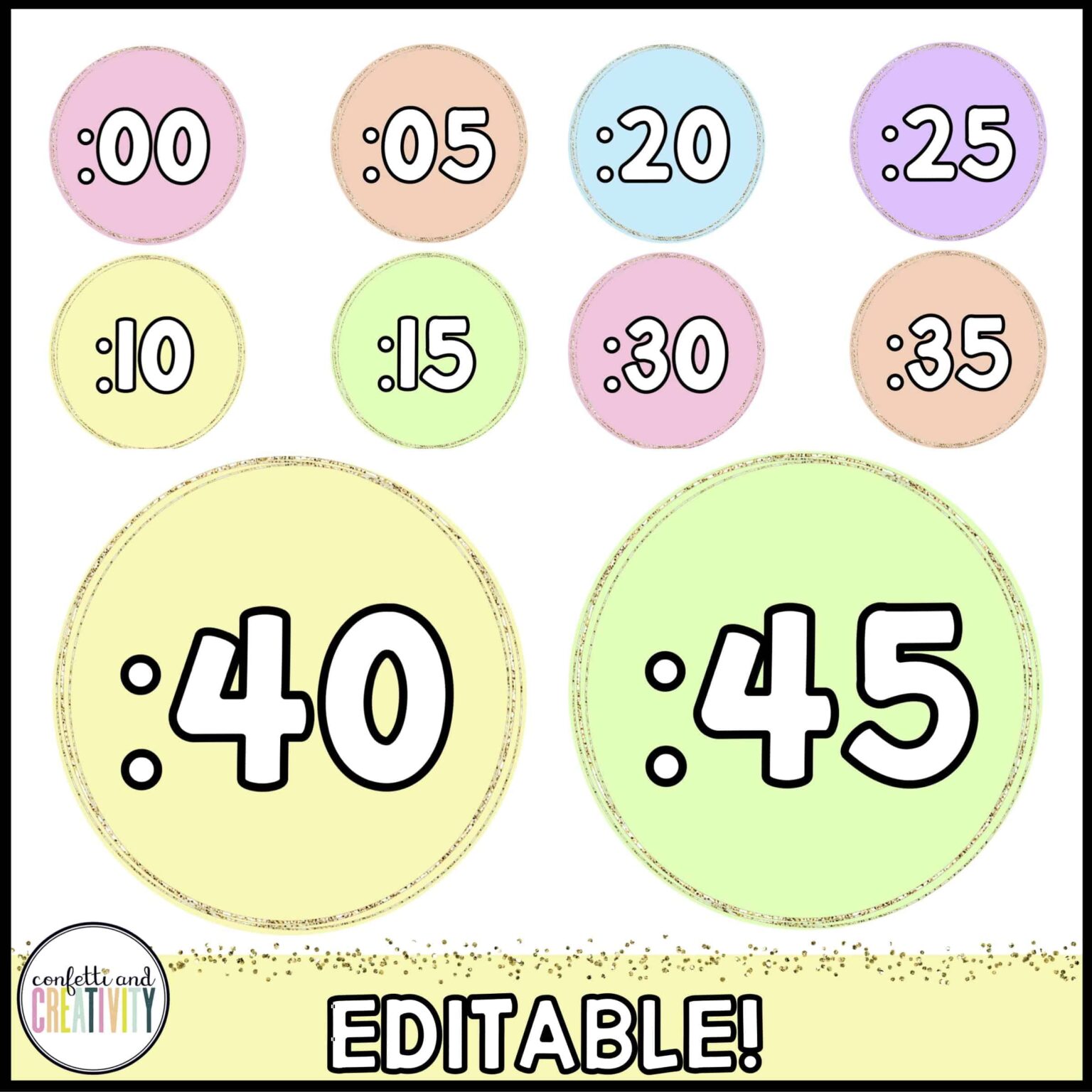 Pastel Clock Labels | Confetti & Creativity