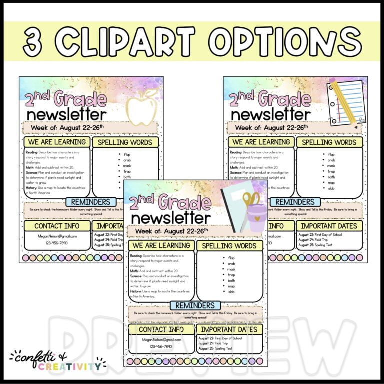 Pastel Newsletter Templates | Confetti & Creativity