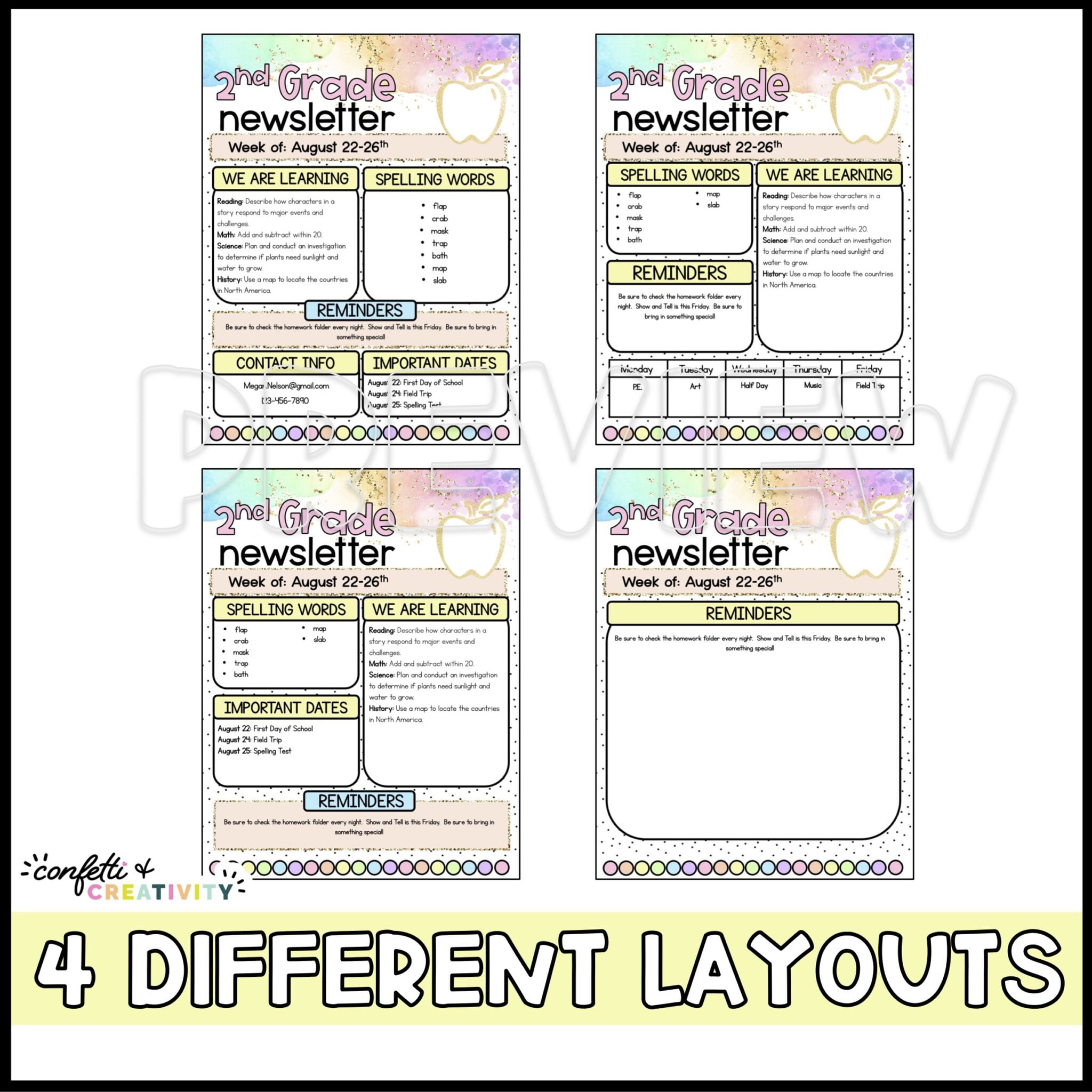 Pastel Newsletter Templates | Confetti & Creativity