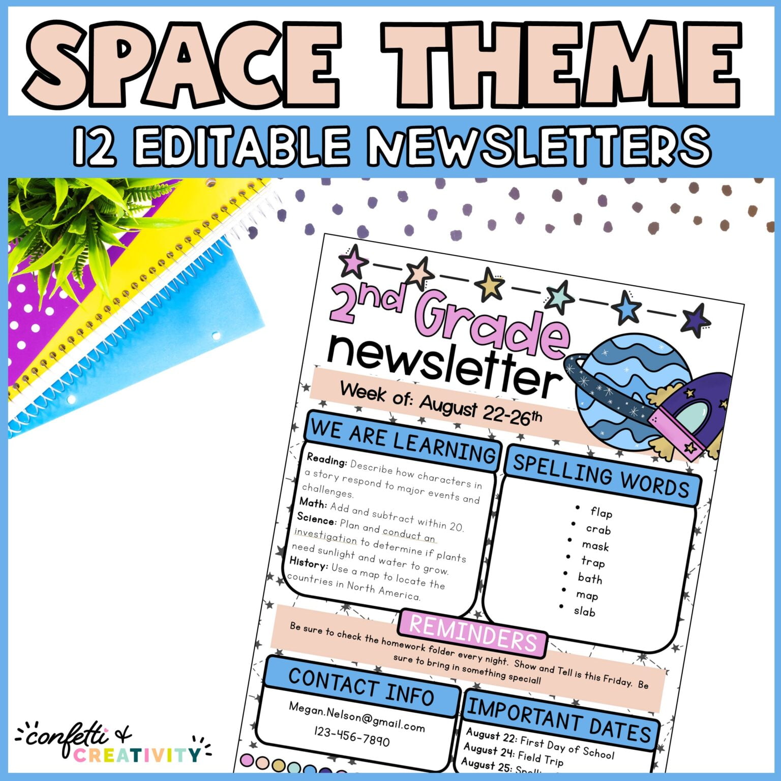 Space Newsletter Templates | Confetti & Creativity