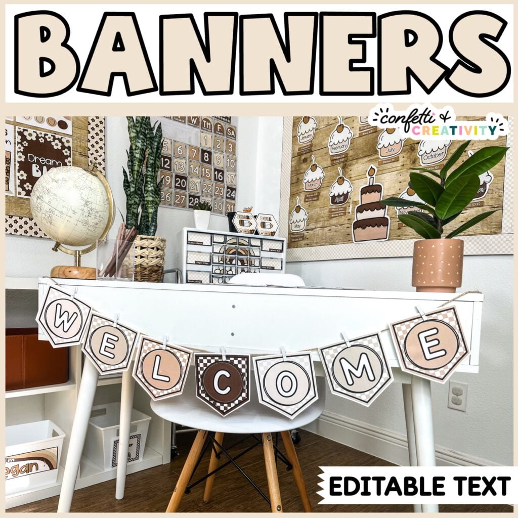 Neutral Welcome Banner | Confetti & Creativity