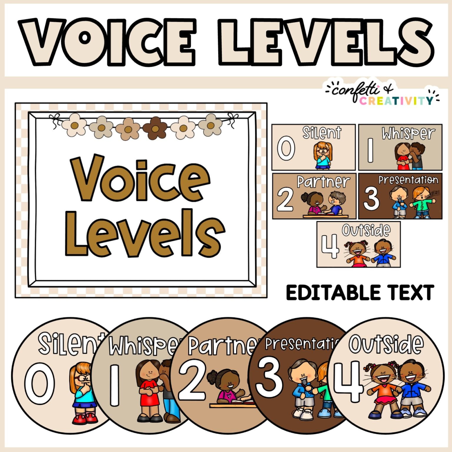 Neutral Voice Levels Display | Confetti & Creativity