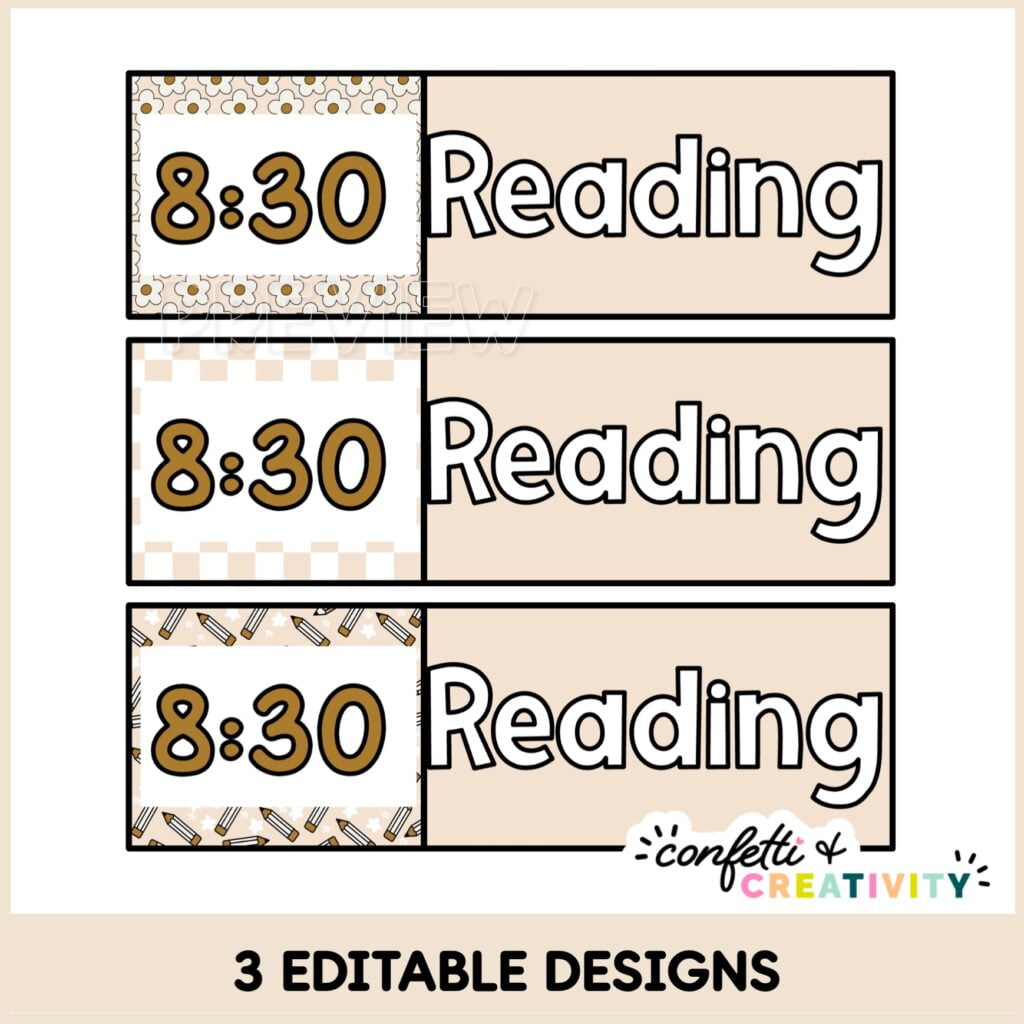 Neutral Daily Schedule Cards | Confetti & Creativity