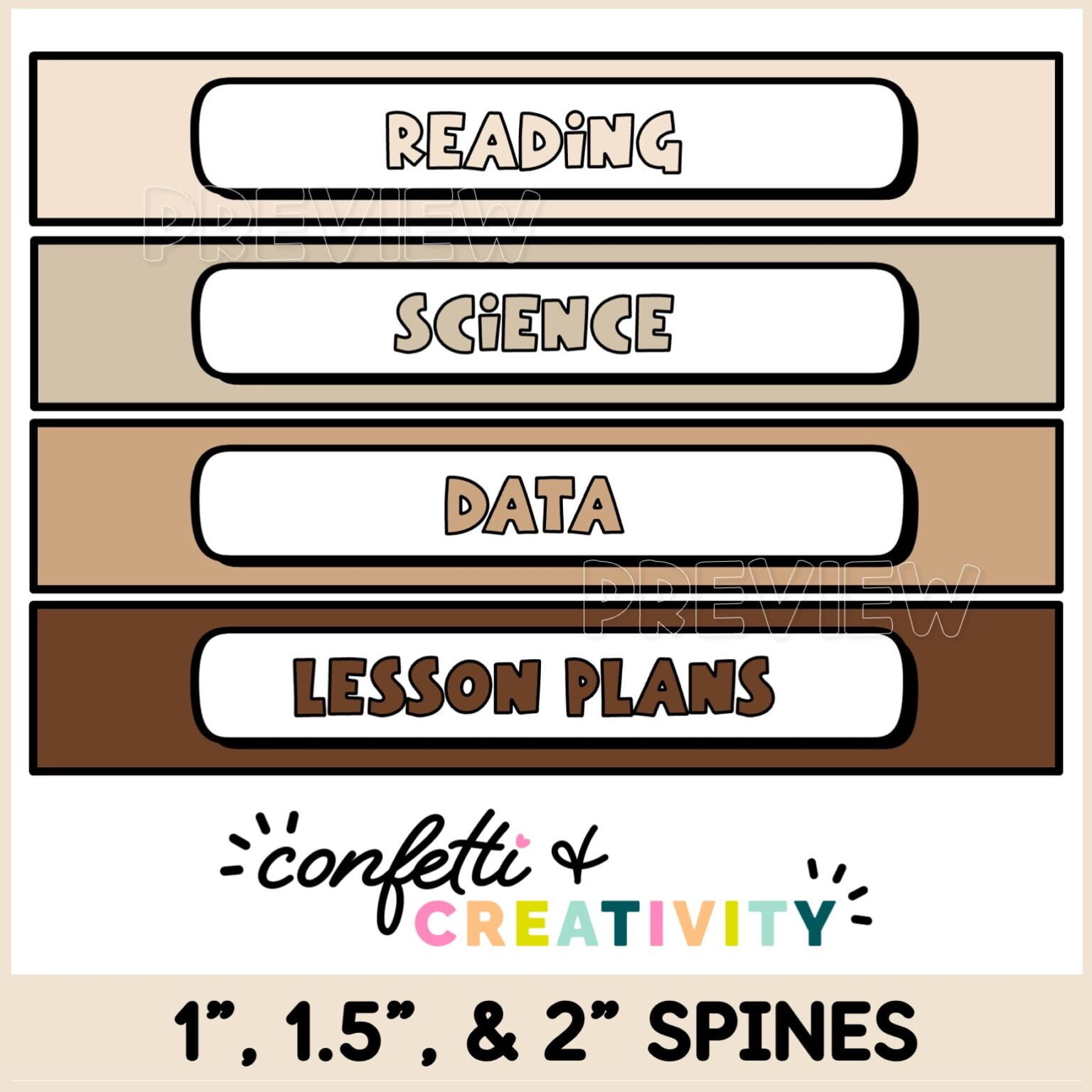 Neutral Binder Covers and Spines | Confetti & Creativity