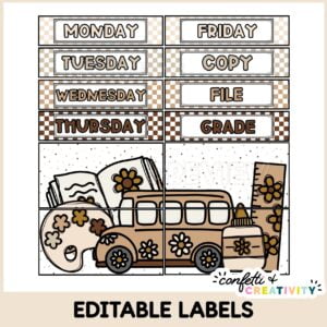 Neutral 12 Drawer Rolling Cart Labels | Confetti & Creativity