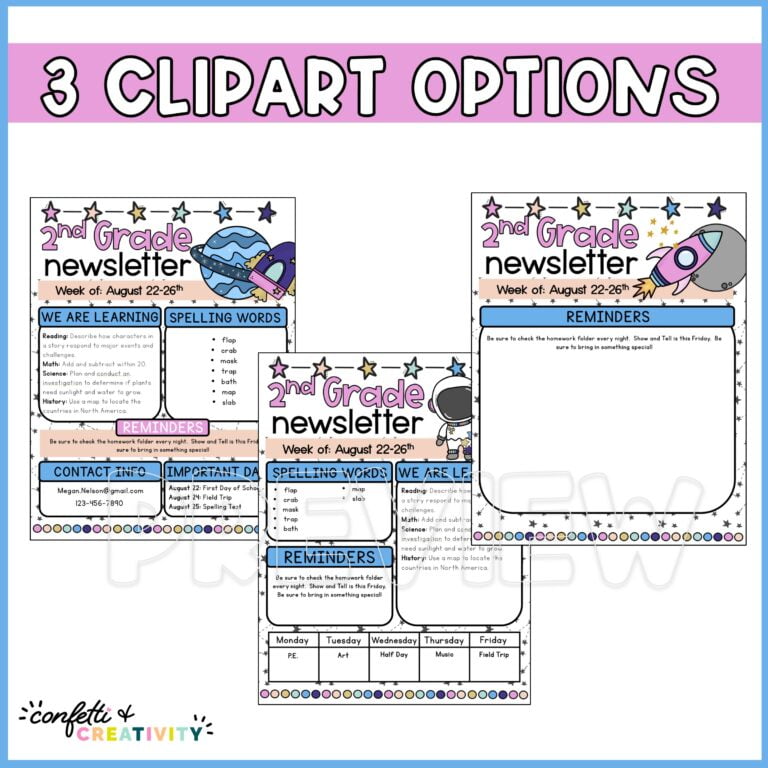Space Newsletter Templates | Confetti & Creativity