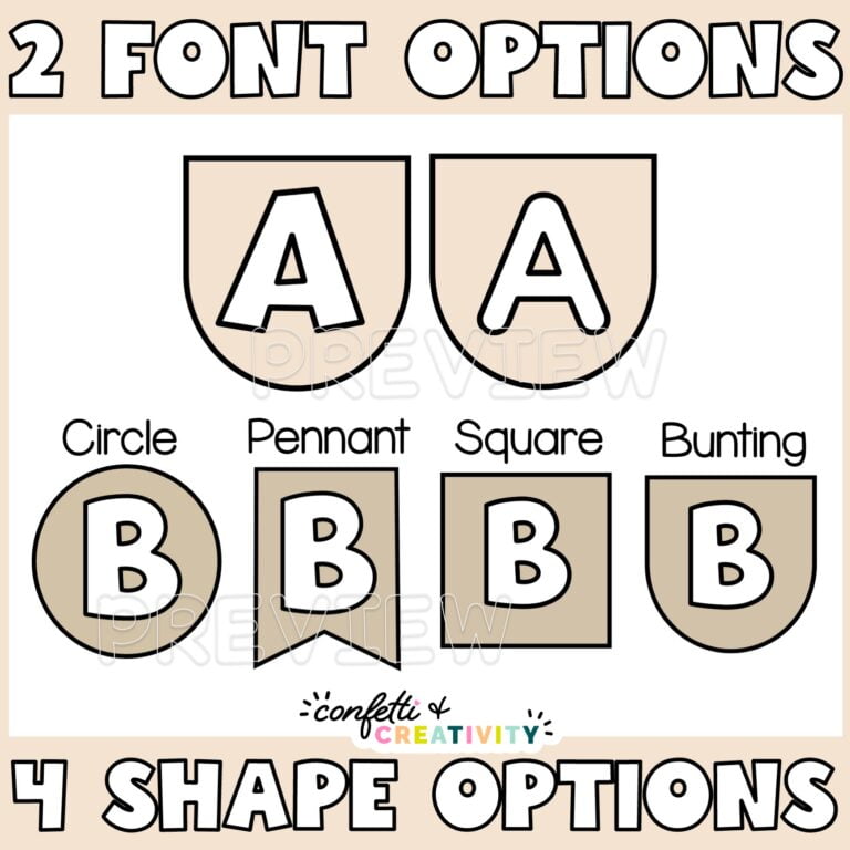 Neutral Bulletin Board Letters | Editable Headers | Confetti & Creativity