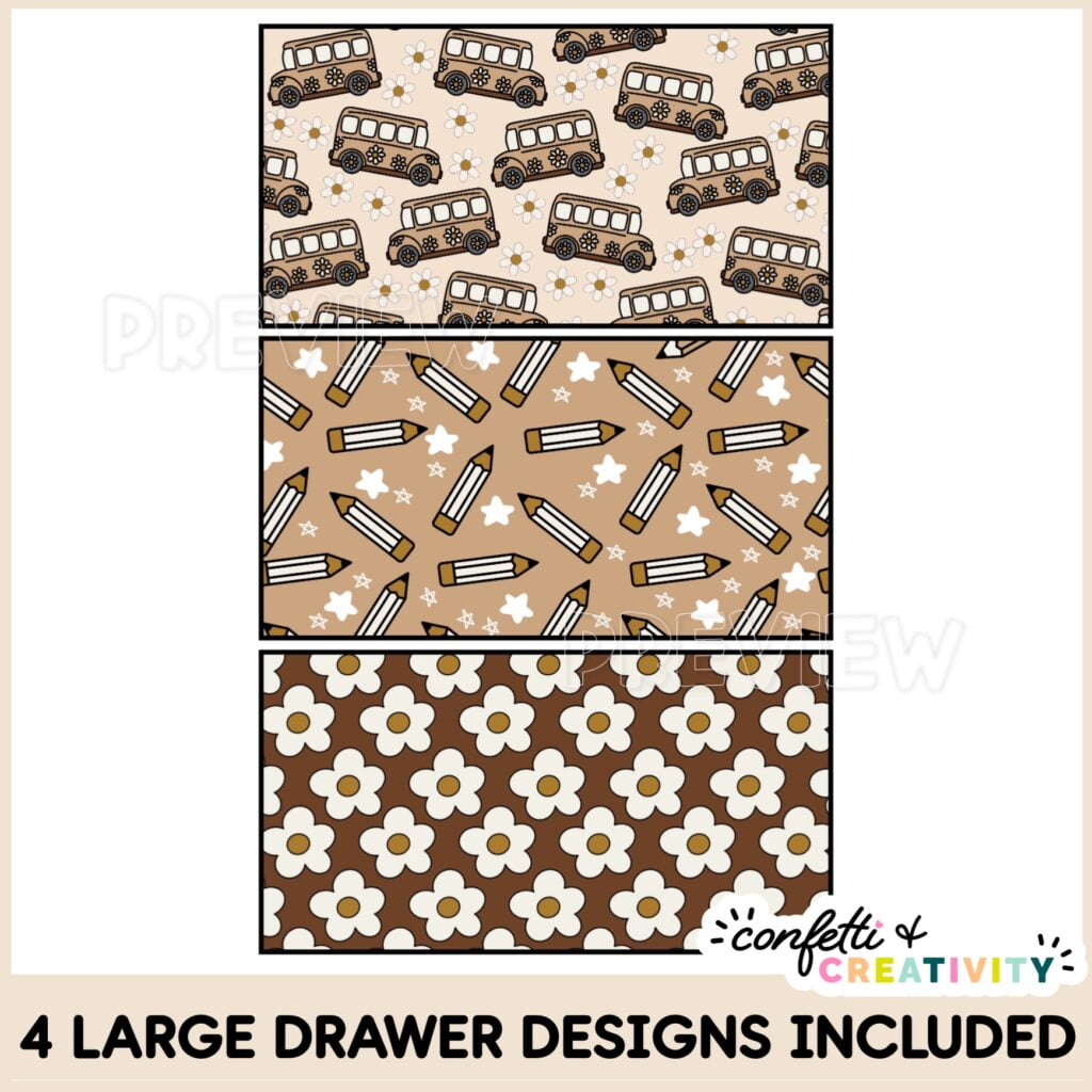 Neutral 12 Drawer Rolling Cart Labels | Confetti & Creativity