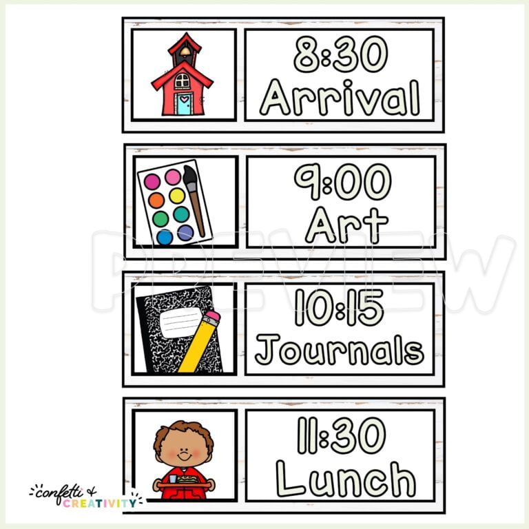 Modern Farmhouse Primary Schedule Cards | Confetti & Creativity