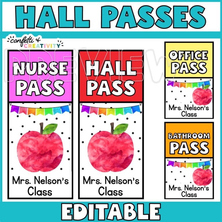 Watercolor Hall Passes | Confetti & Creativity
