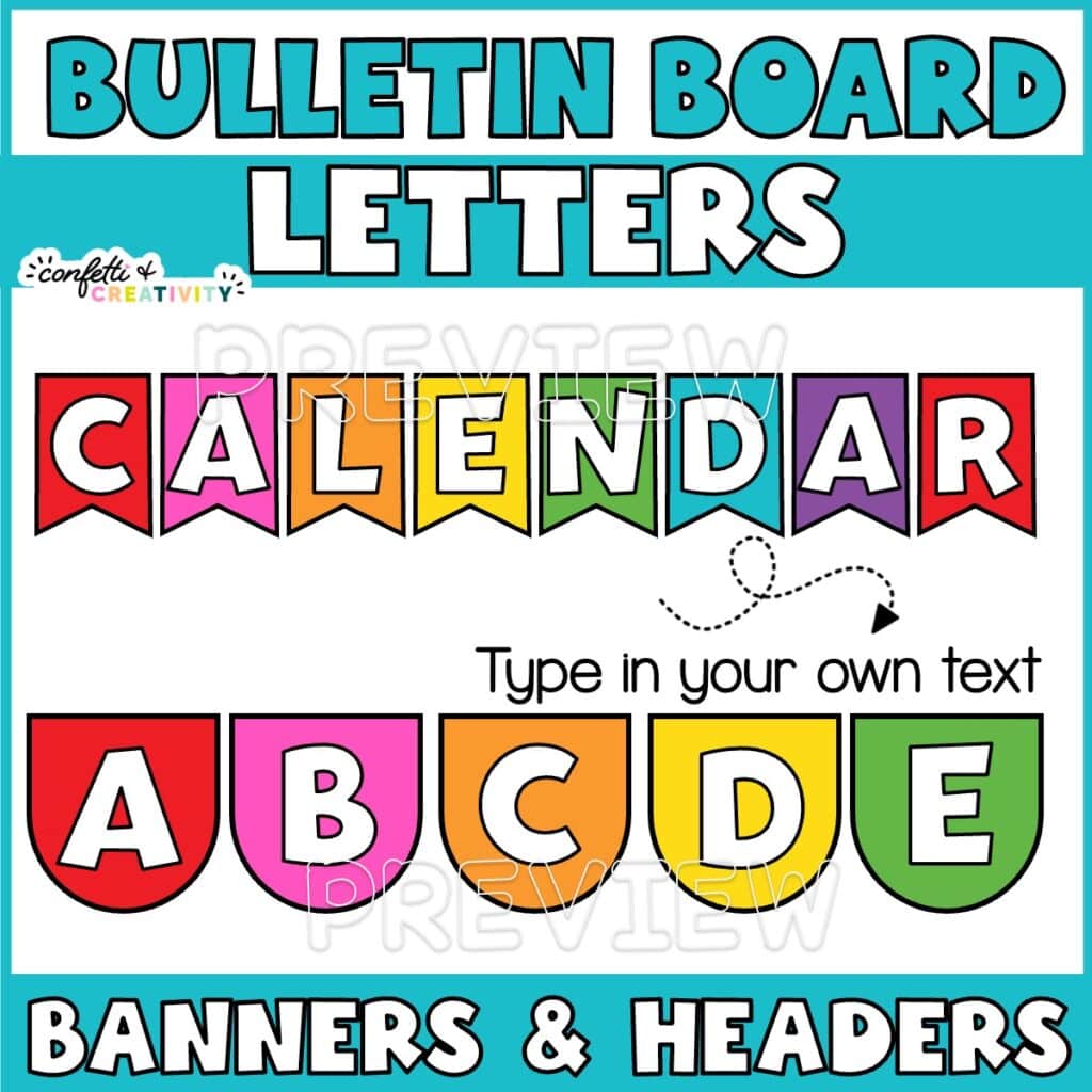 Watercolor Bulletin Board Letters | Editable Headers | Confetti ...