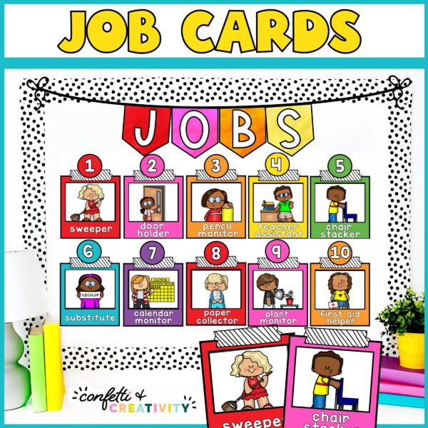 Watercolor Primary Job Cards | Confetti & Creativity