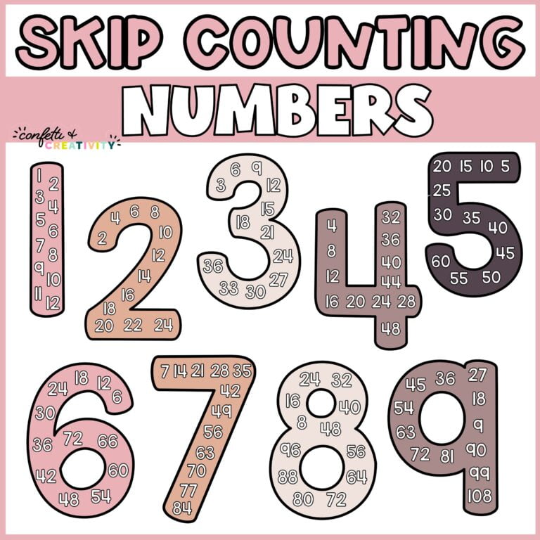 Boho Neutral Skip Counting Numbers | Confetti & Creativity