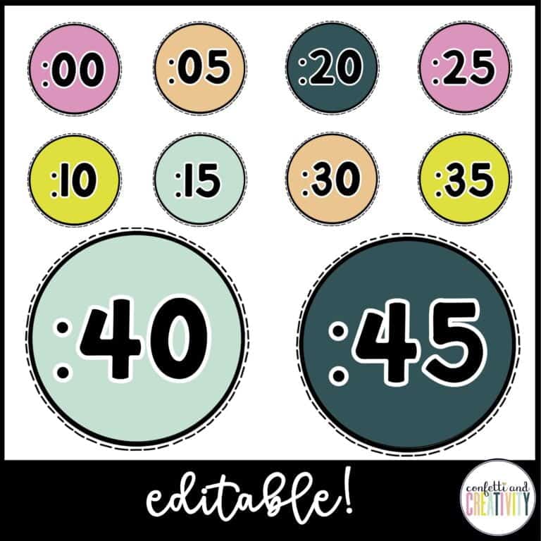 Bold Brights Clock Labels | Confetti & Creativity