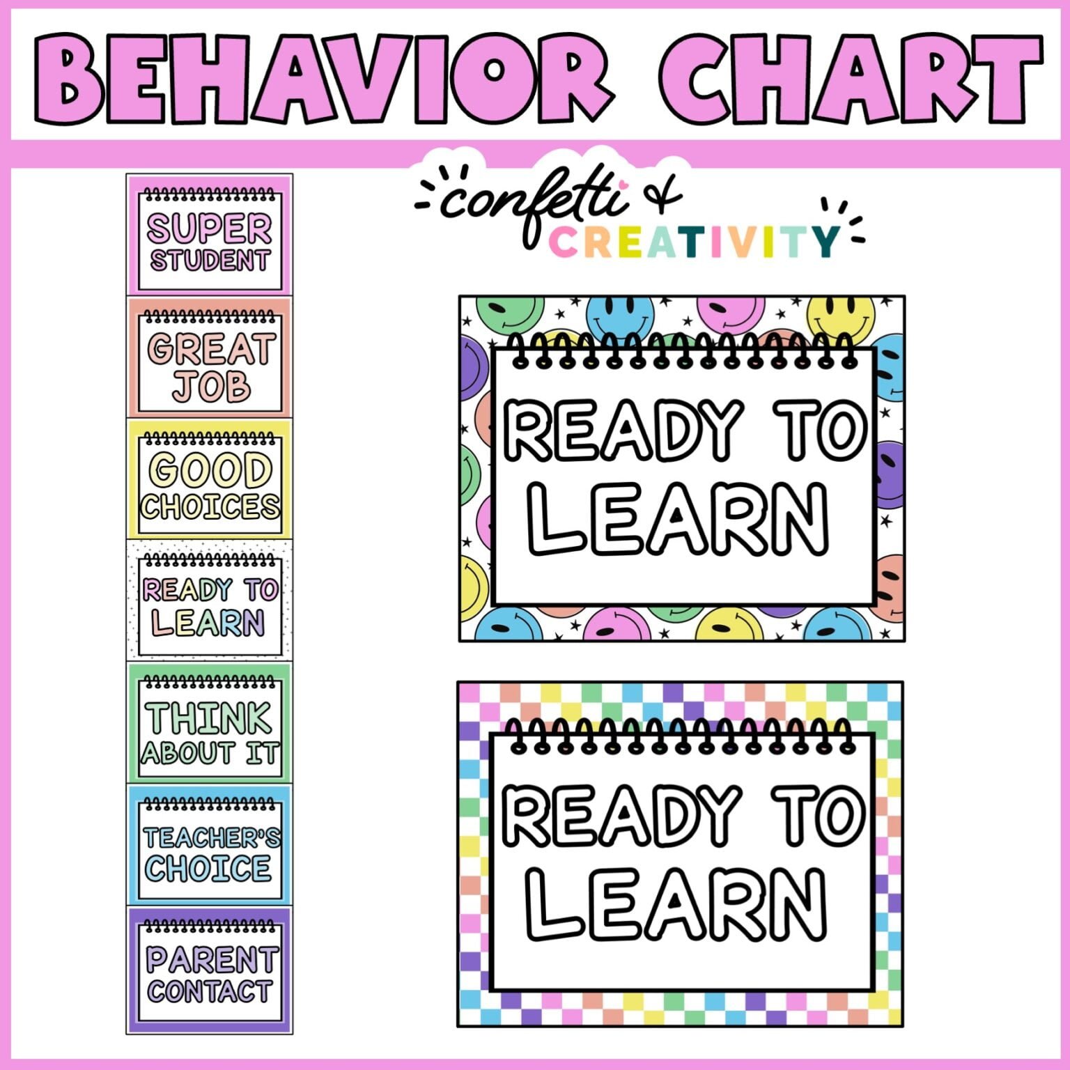 Bright and Simple Behavior Chart | Confetti & Creativity
