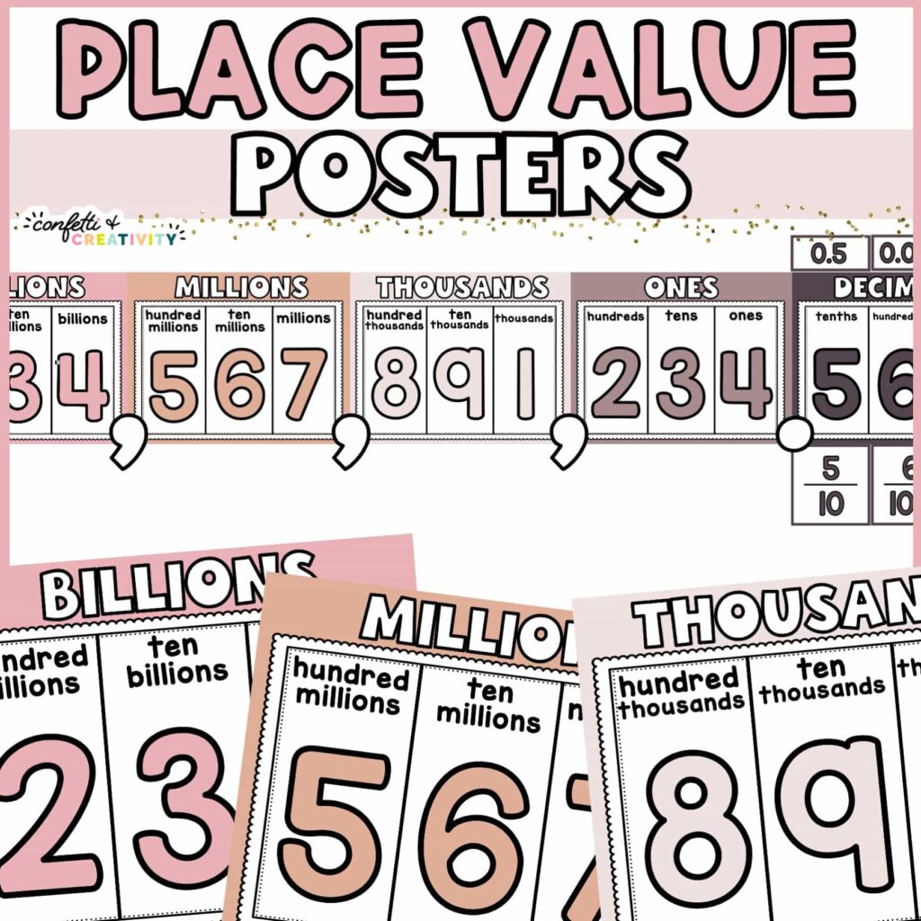 Boho Neutral Place Value Posters | Confetti & Creativity