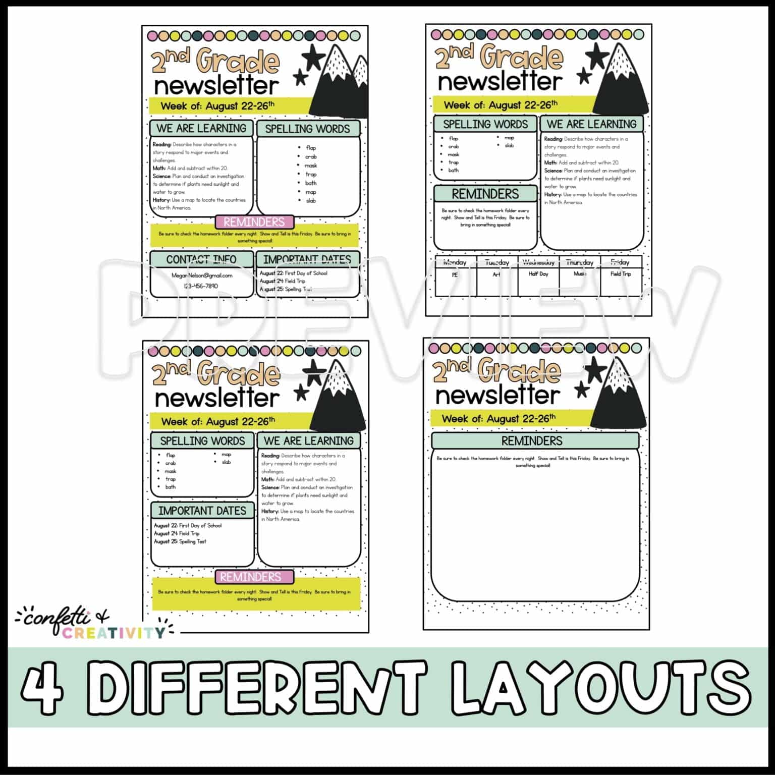 Bold Brights Newsletter Templates | Confetti & Creativity