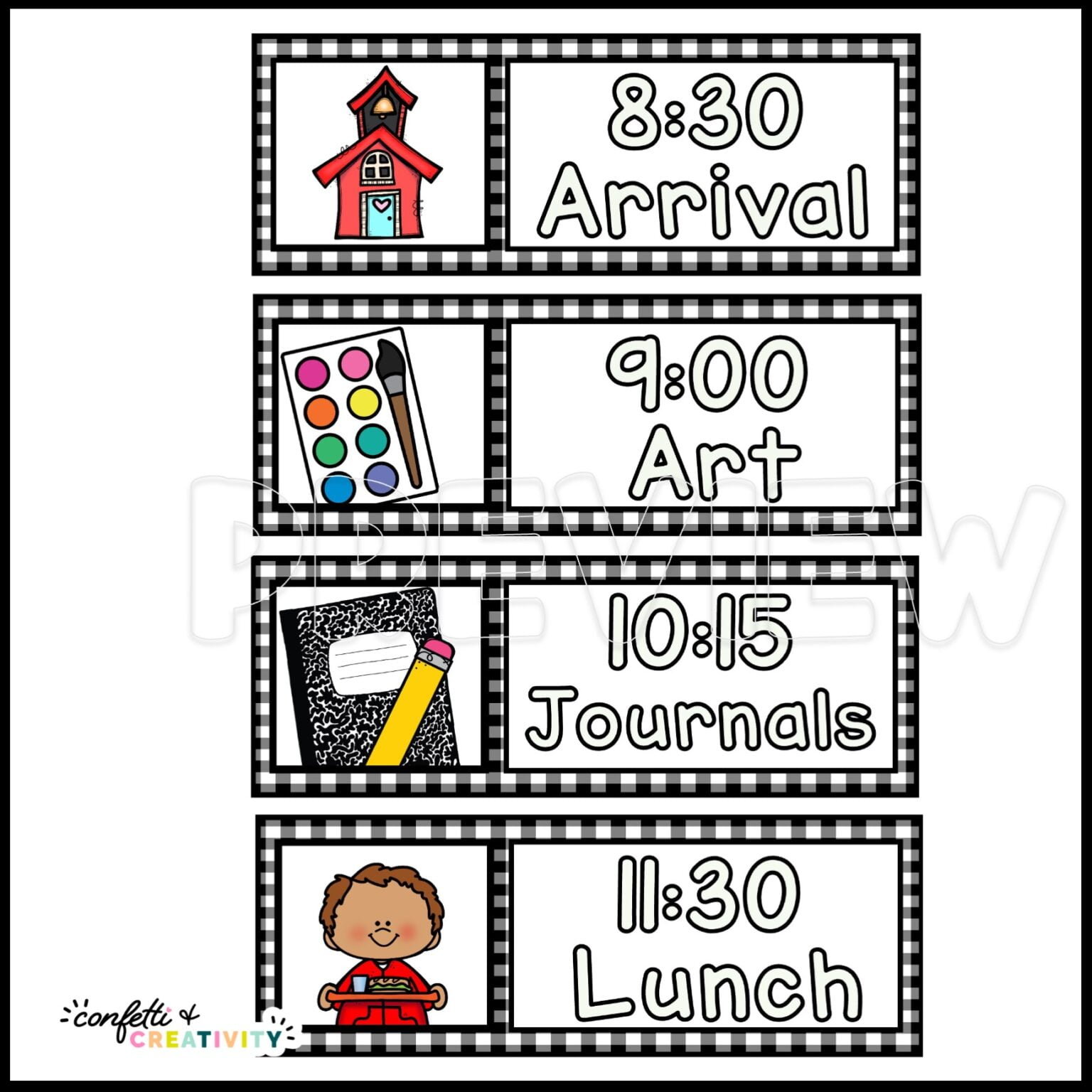 Farmhouse Primary Schedule Cards | Confetti & Creativity