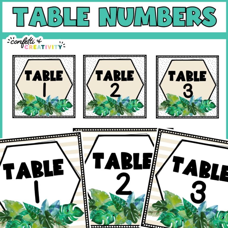 Tropical Table and Group Numbers | Confetti & Creativity