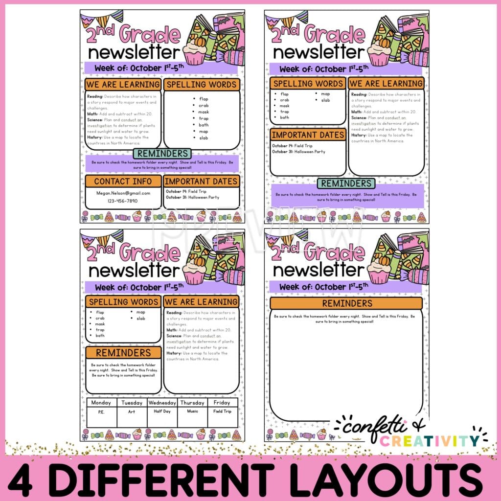 Halloween Newsletter Templates and Calendar | Confetti & Creativity