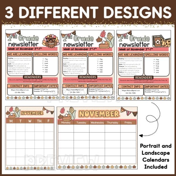 Thanksgiving Newsletter Templates and Calendar | Confetti & Creativity