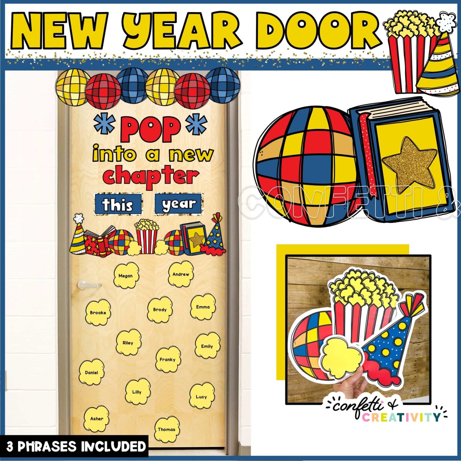 New Year Door Decor | Reading Door Decor | Confetti & Creativity