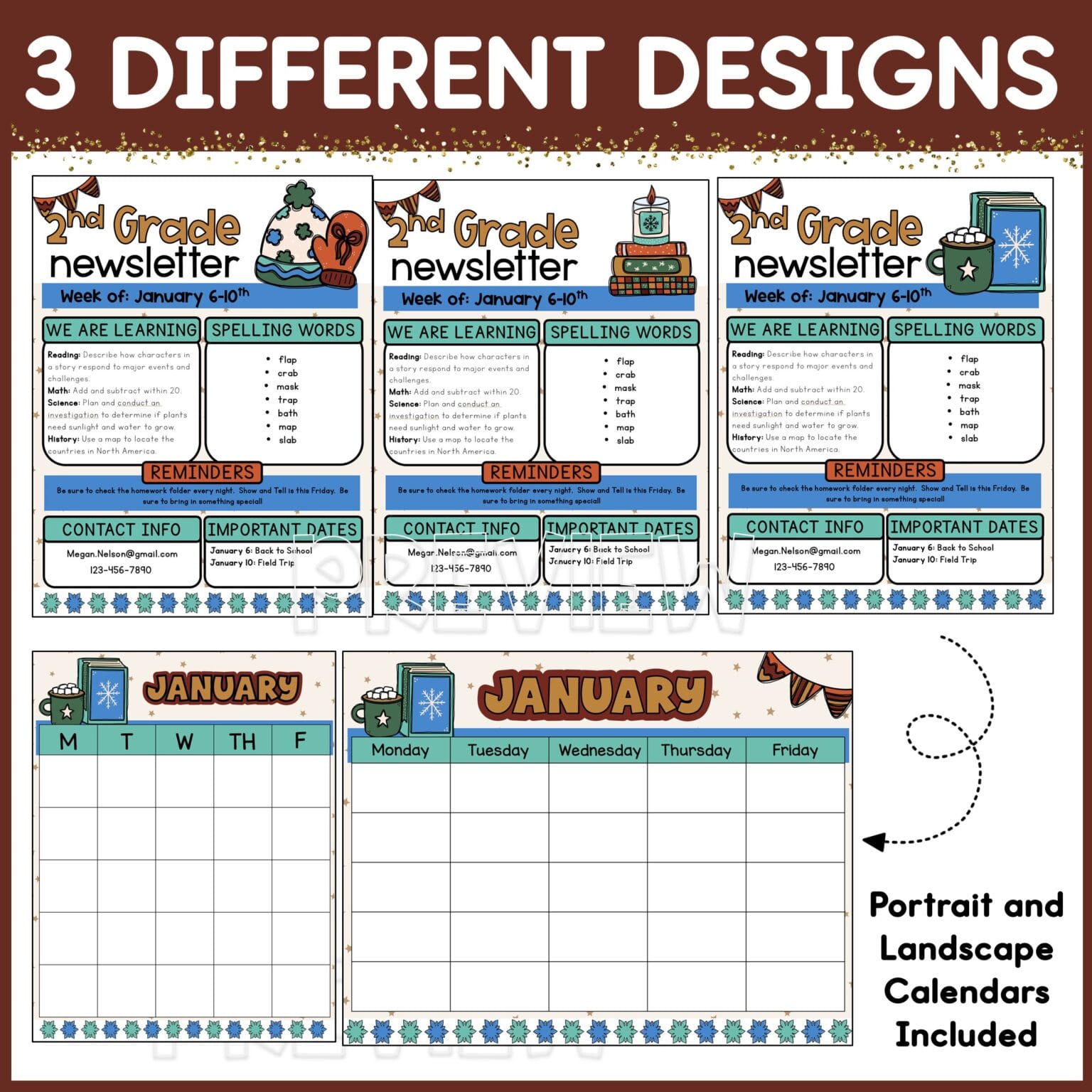 Winter Newsletter Templates and Calendar | Confetti & Creativity